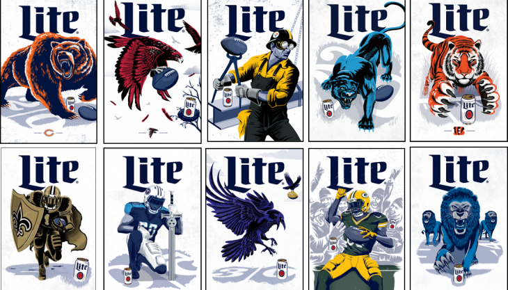 Miller Lite custom pro football illustrations ready for prime time ...